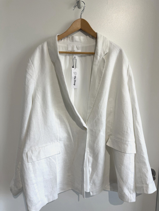 The Drop | Jackets & Coats | Nwt The Drop Blake Long Blazer White Linen ...